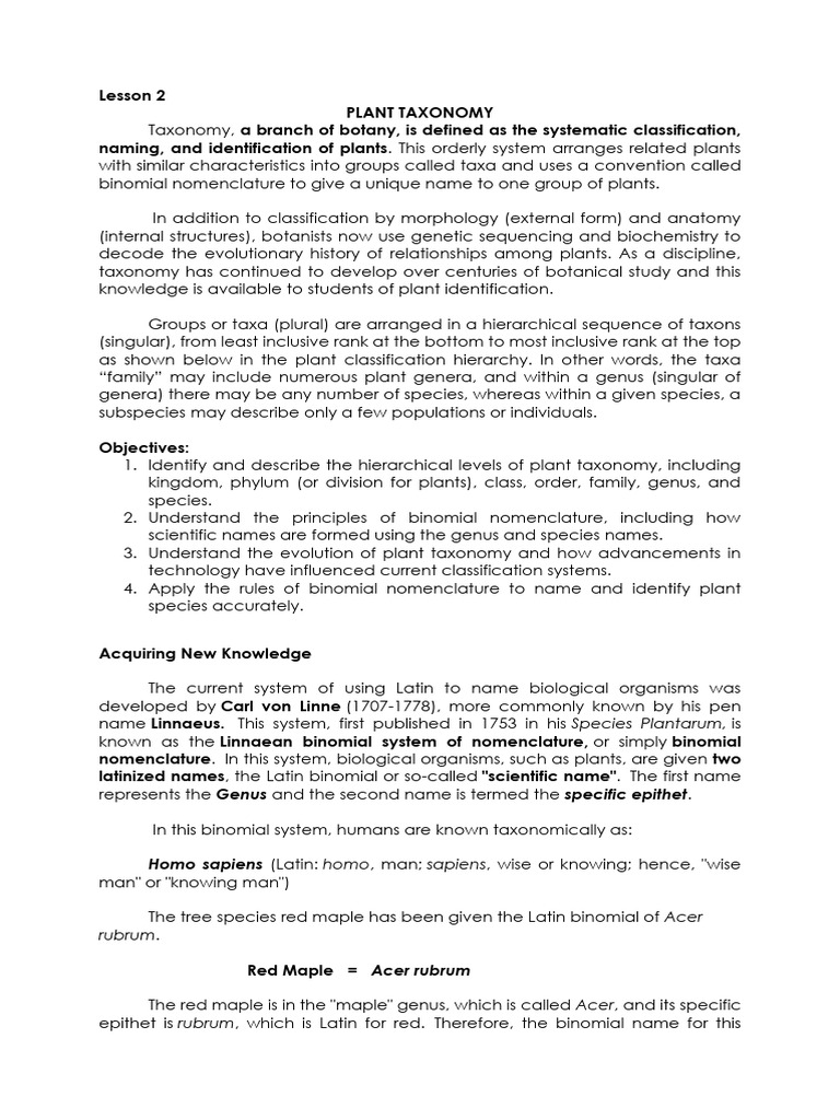 UNIT 2 Lesson 2 and 3 | PDF | Taxonomy (Biology) | Taxon