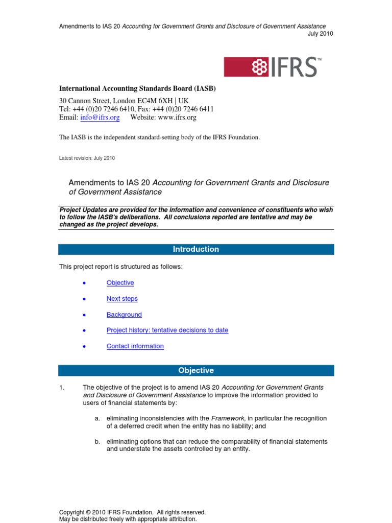 Amendments To IAS 20 Accounting For Government Grants and Disclosure ...