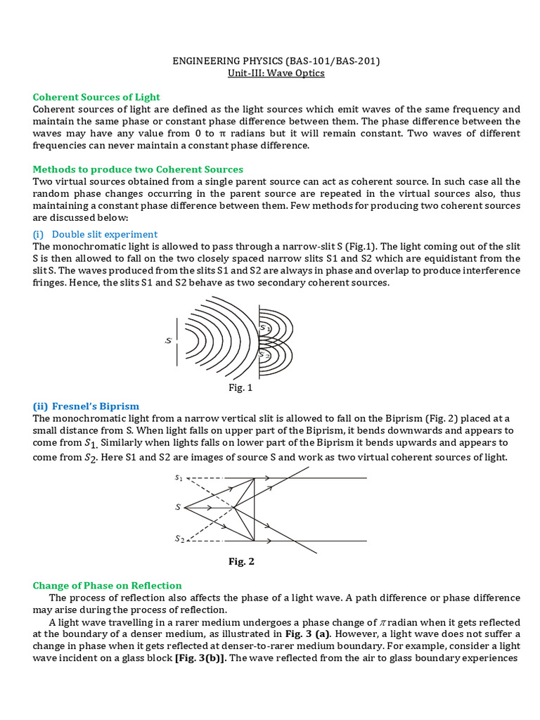 Interference of Light-I | PDF | Coherence (Physics) | Light