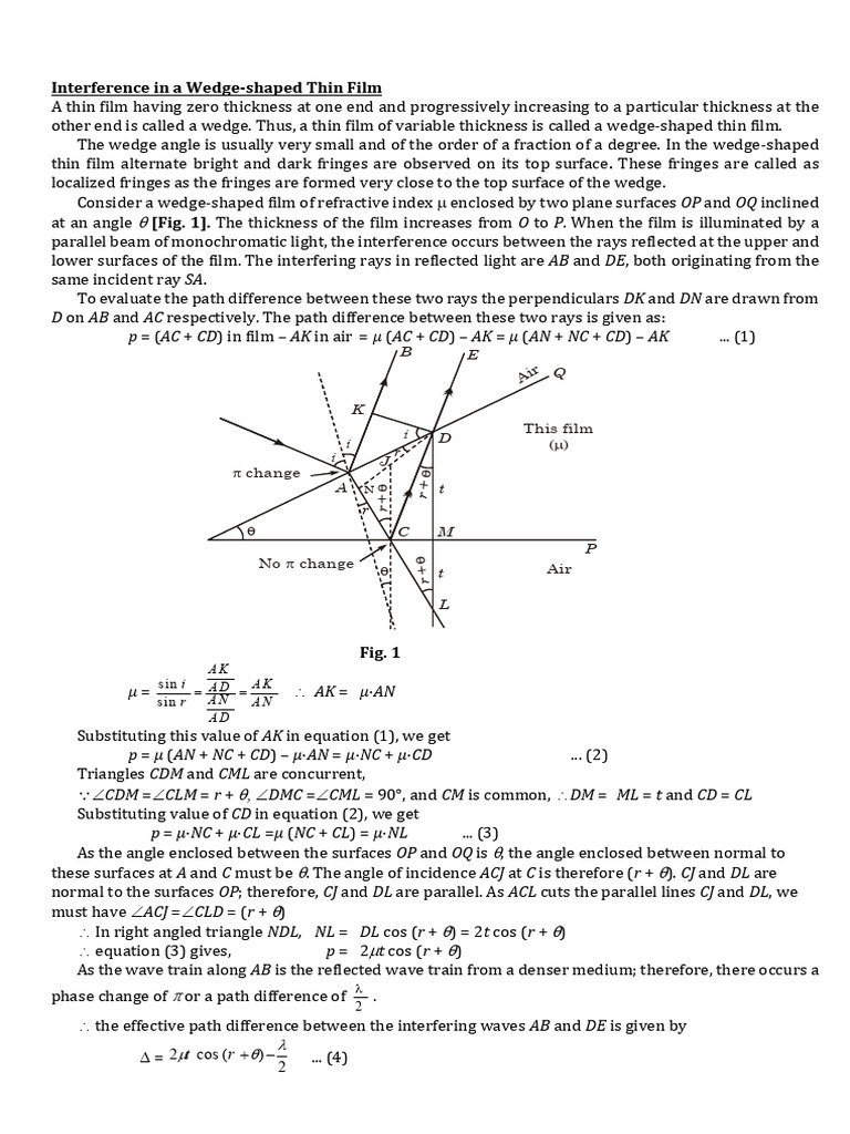 Interference of Light-II | PDF | Thin Film | Reflection (Physics)