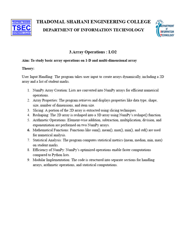 Thadomal Shahani Engineering College: Department of Information ...