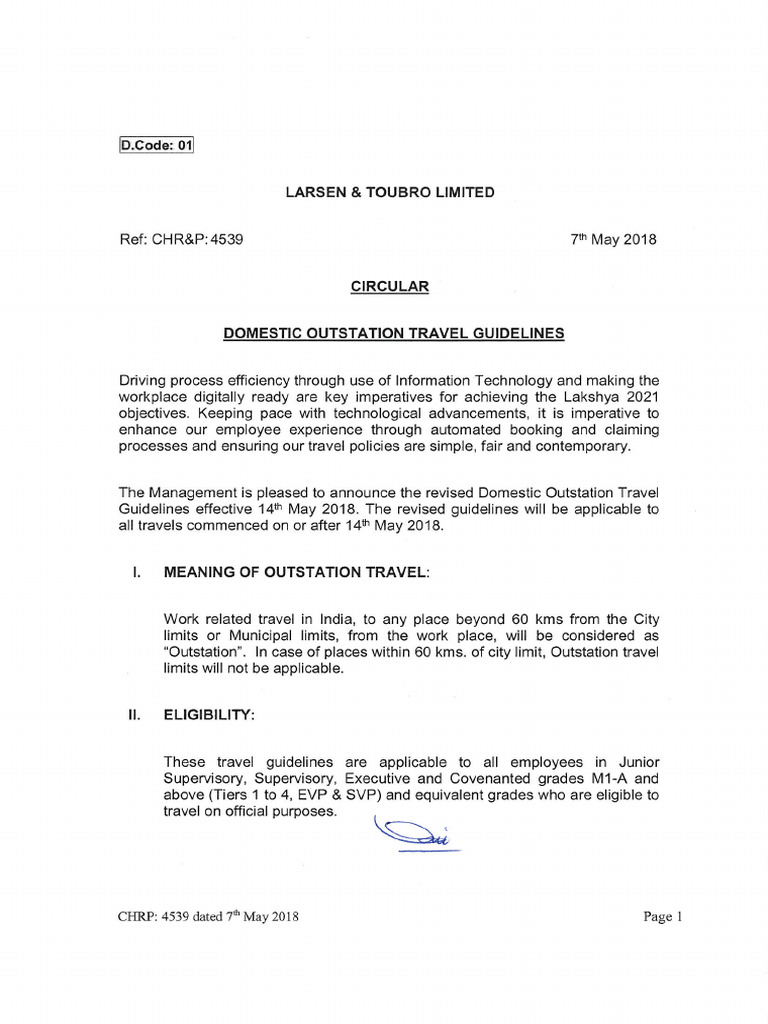 Outstation Travel Expense Limit-07.05.2018 | PDF