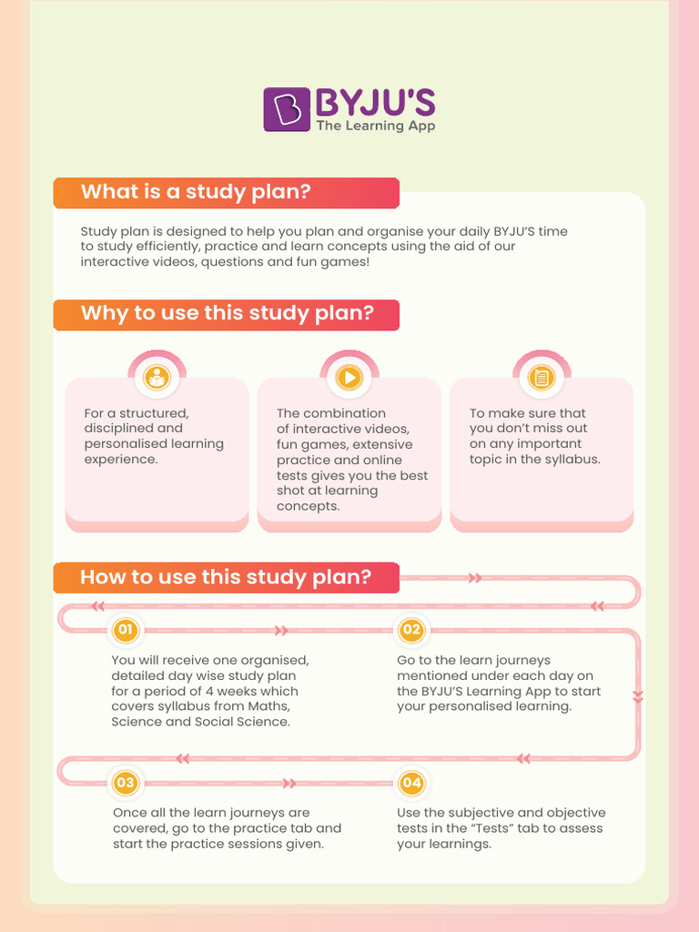 BYJU’S 4-Week Study Plan Guide | PDF | Atoms | Physical Sciences
