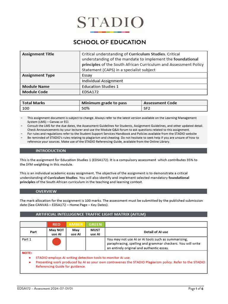 Curriculum Studies Essay Guide | PDF | Curriculum | Educational Assessment