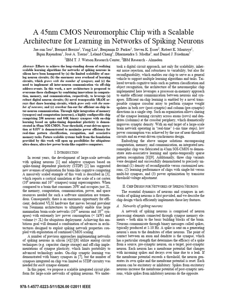 A 45nm CMOS Neuromorphic Chip | PDF | Synapse | Neuroplasticity