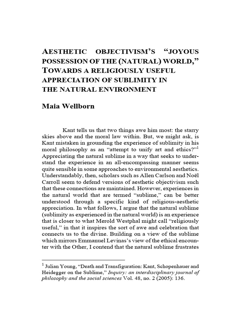 Aesthetic Objectivisms Joyous Possession of The (Natural) World | PDF ...