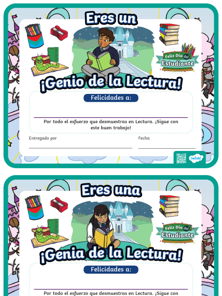 CL DF 1712779149 Certificado Genio A de La Lectura Feliz Dia Del ...