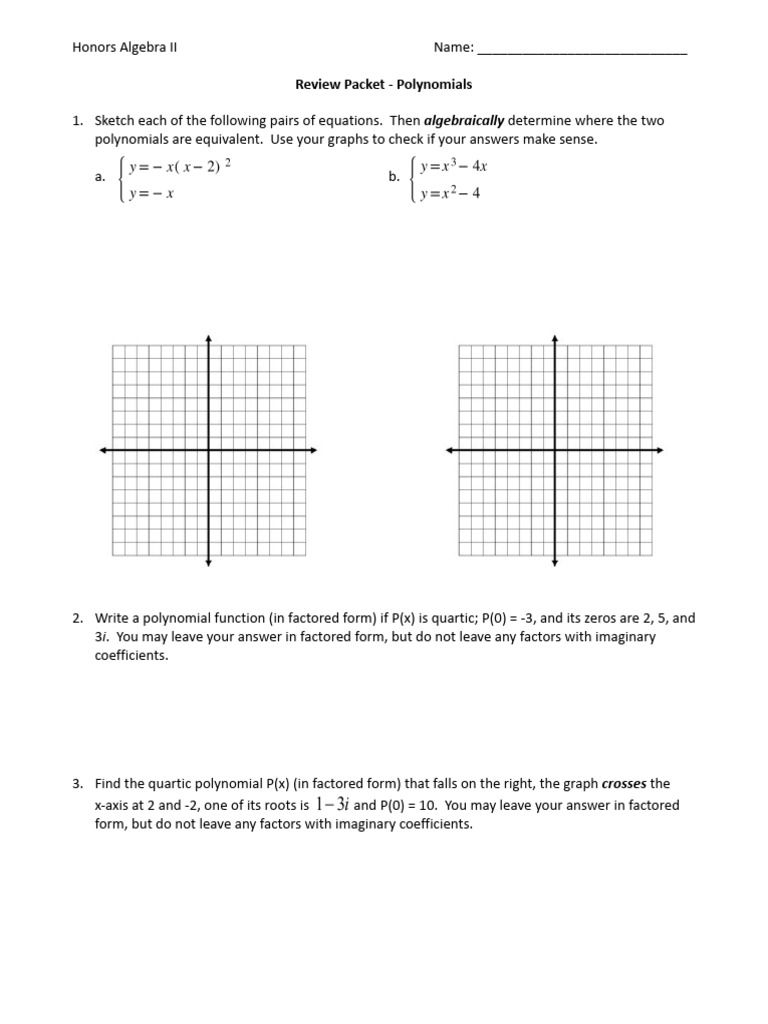 Lesson 10 11 - Polynomials Review Packet 2 Days | PDF | Factorization ...