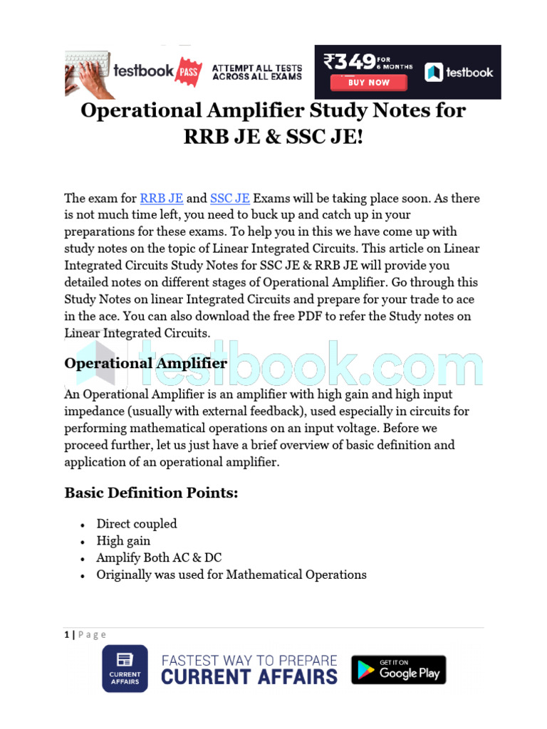 OPERATIONAL AMPLIFIER | PDF | Operational Amplifier | Amplifier