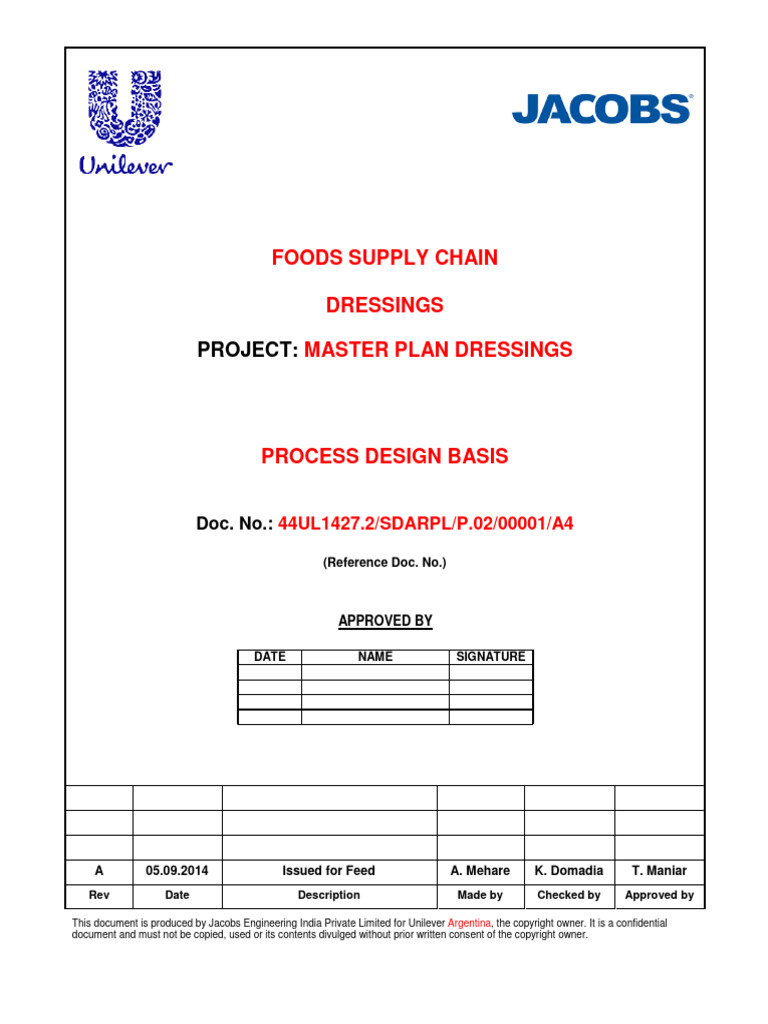 44ul1427 2 Sdarpl P 02 00001 A4 Process Design Basis | PDF | Viscosity | Syrup