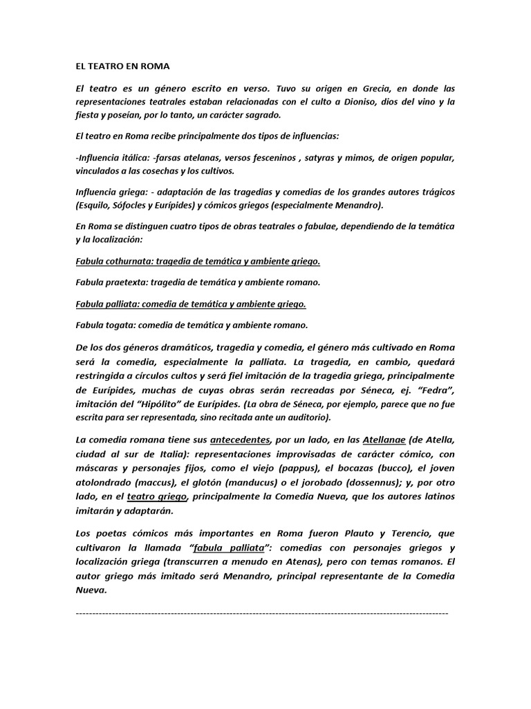 EL TEATRO EN ROMA | PDF | Comedia | Teatro