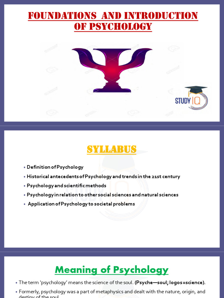 PPT - Foundations Andintroduction of Psychology 1 | PDF | Psychology ...