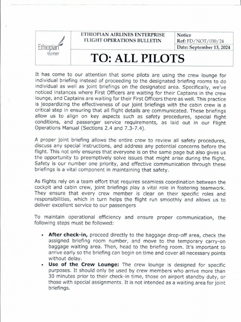Mandatory Use of Briefing Rooms For Effective Pre-Flight Briefi | PDF