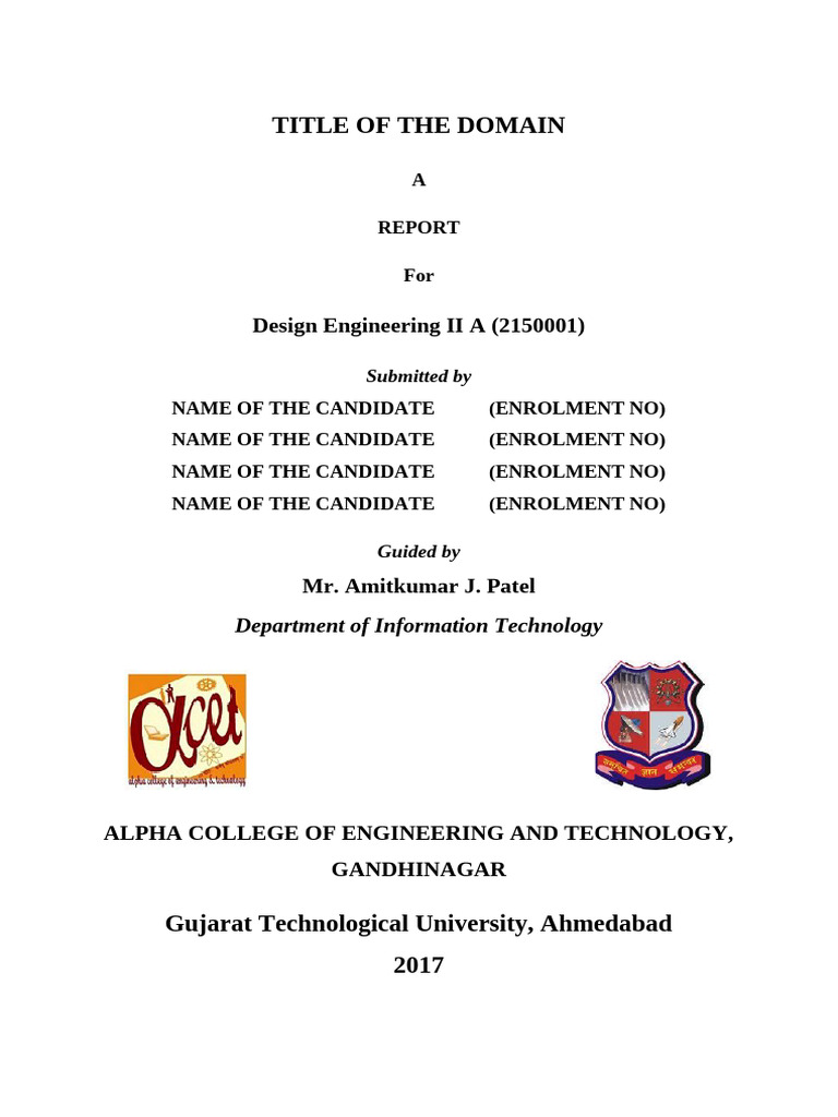 Design Engineering Report Format For 5th Sem | PDF