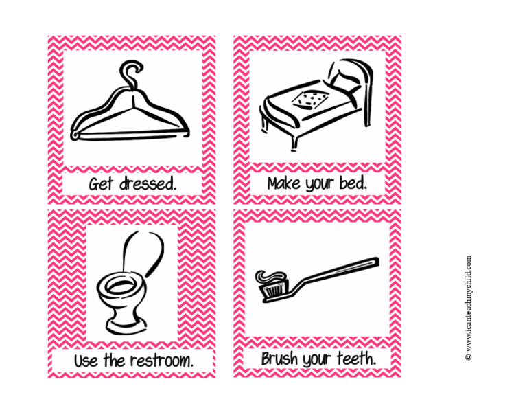 Pink Morning Routine Cards | PDF