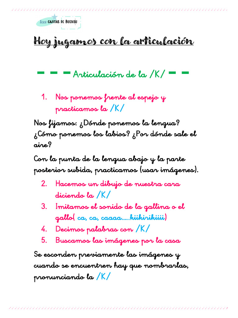 Juegos para practicar la /K/ | PDF