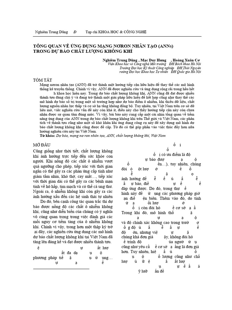 TỔNG QUAN VỀ ỨNG DỤNG MẠNG NƠRON NHÂN TẠO (ANNs) | PDF