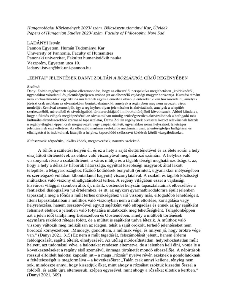 Ladányi Danyi Lokális Jelentések | PDF