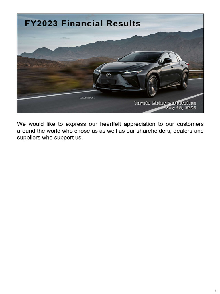 Toyota FY2023 Financial Results Summary | PDF | Dividend | Toyota