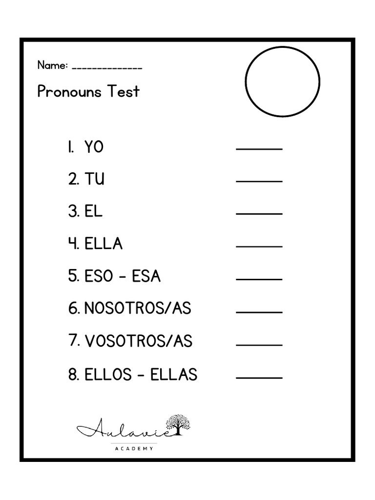 Spanish Pronouns Practice | PDF