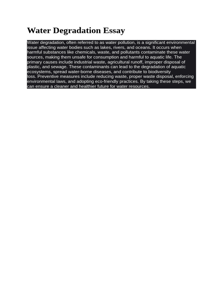 Understanding Water Degradation Causes | PDF