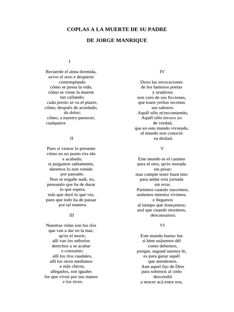 Coplas de Jorge Manrique | PDF