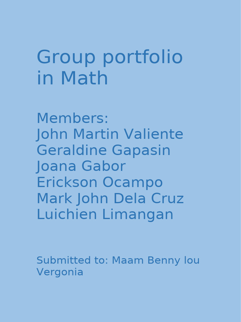 Group Portfolio in Math | PDF