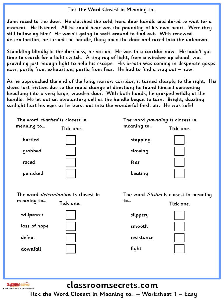 Synonym Identification Worksheets | PDF