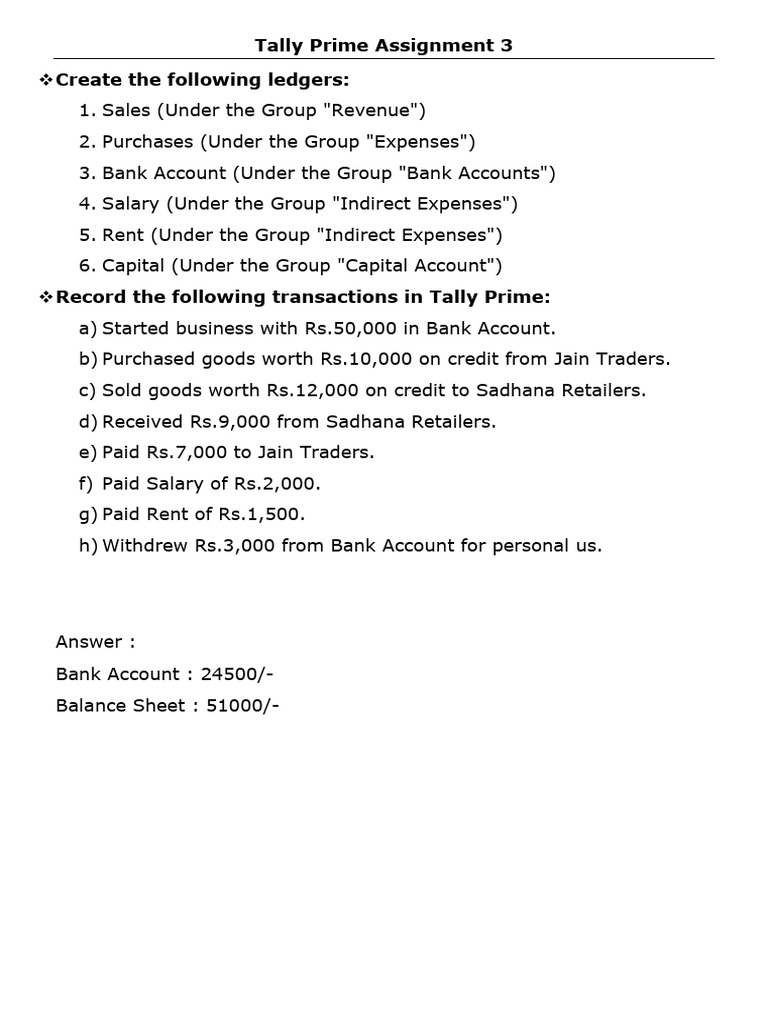 Tally Prime Assignment 3 | PDF
