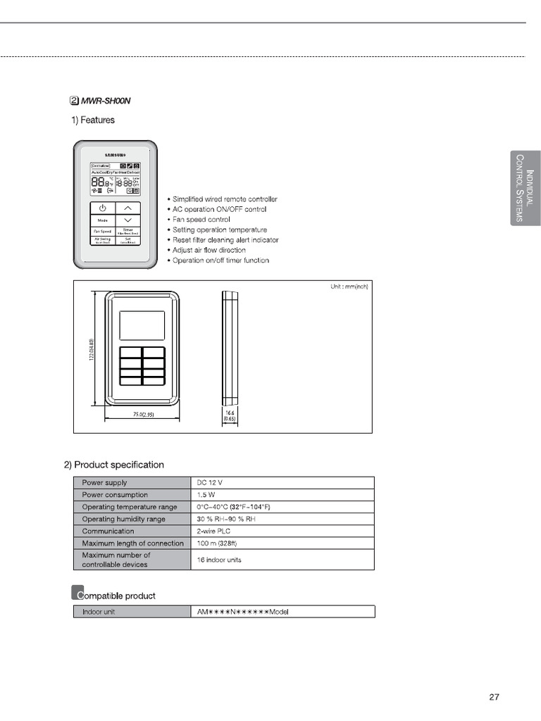 Controle Remoto Parede - MWR SH00N | PDF