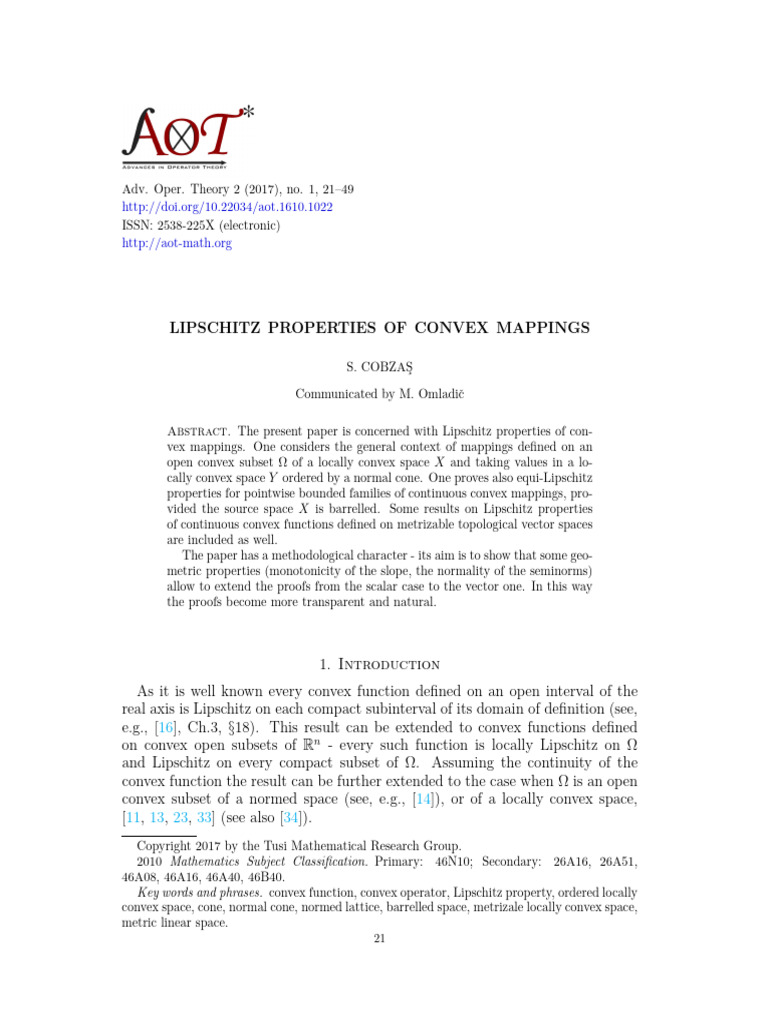 aot.1610.1022 | PDF | Continuous Function | Convex Set