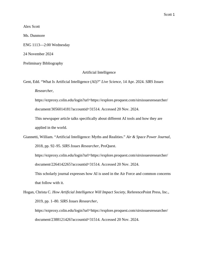 Preliminary Bibliography | PDF