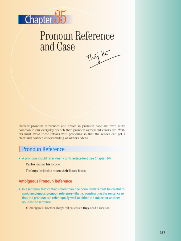 Pronoun Refernce & Case | PDF