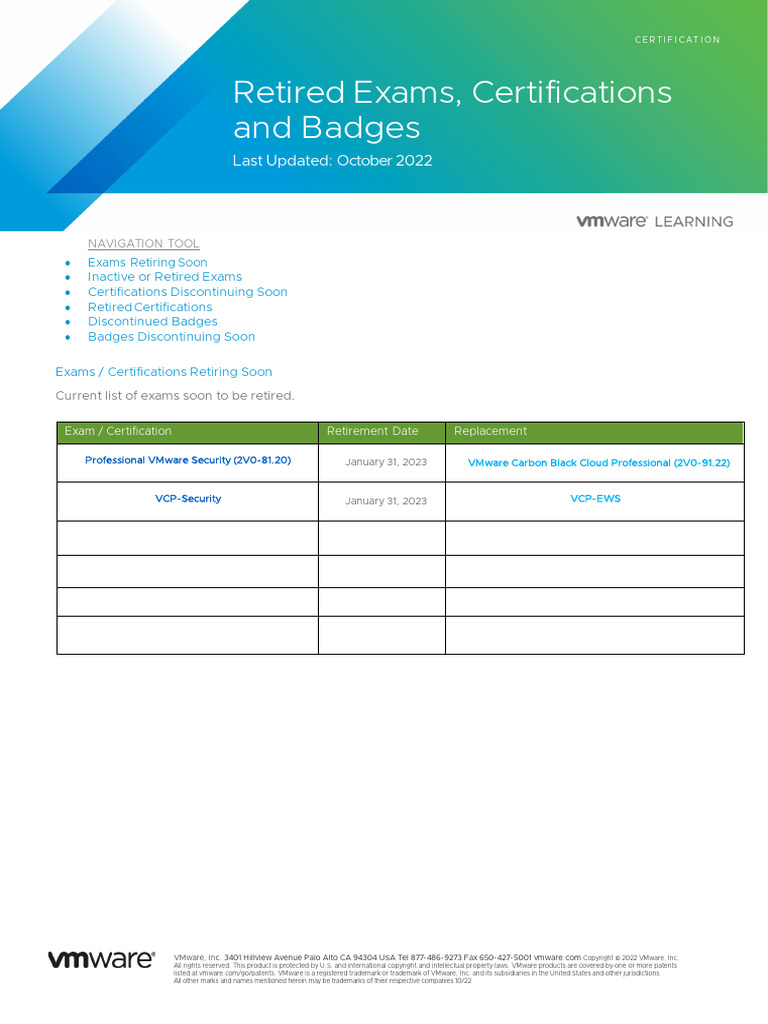 Vmware Retired Certification Exams | PDF | V Mware | Cloud Computing