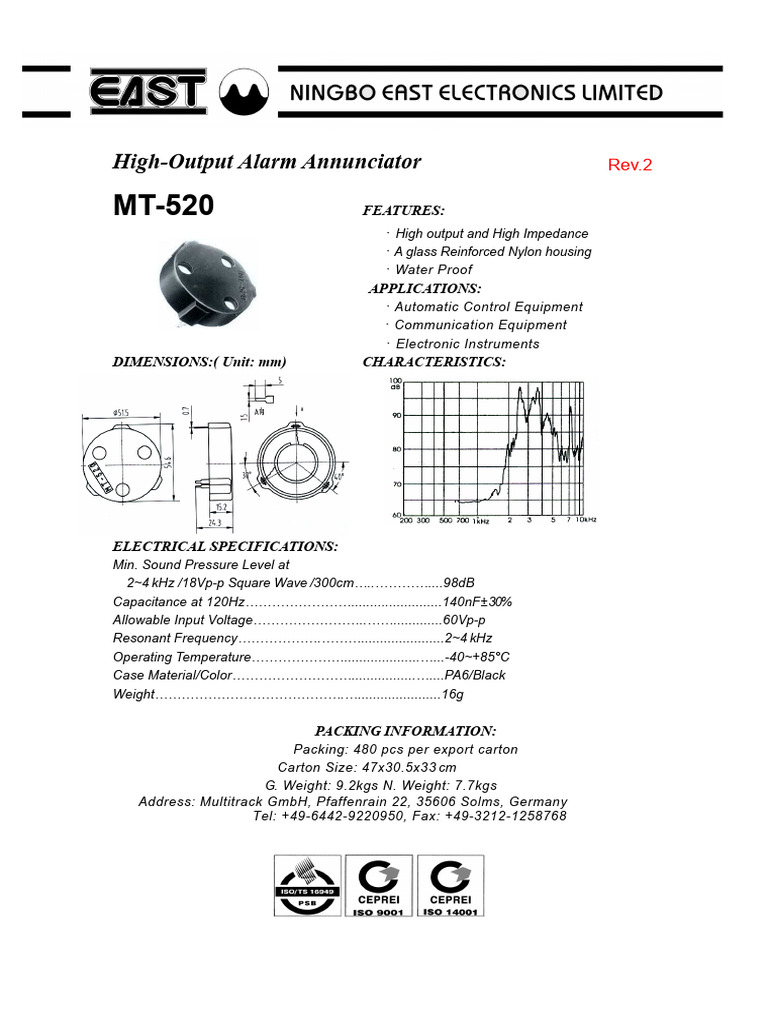 High-Output Alarm Annunciator MT-520 | PDF