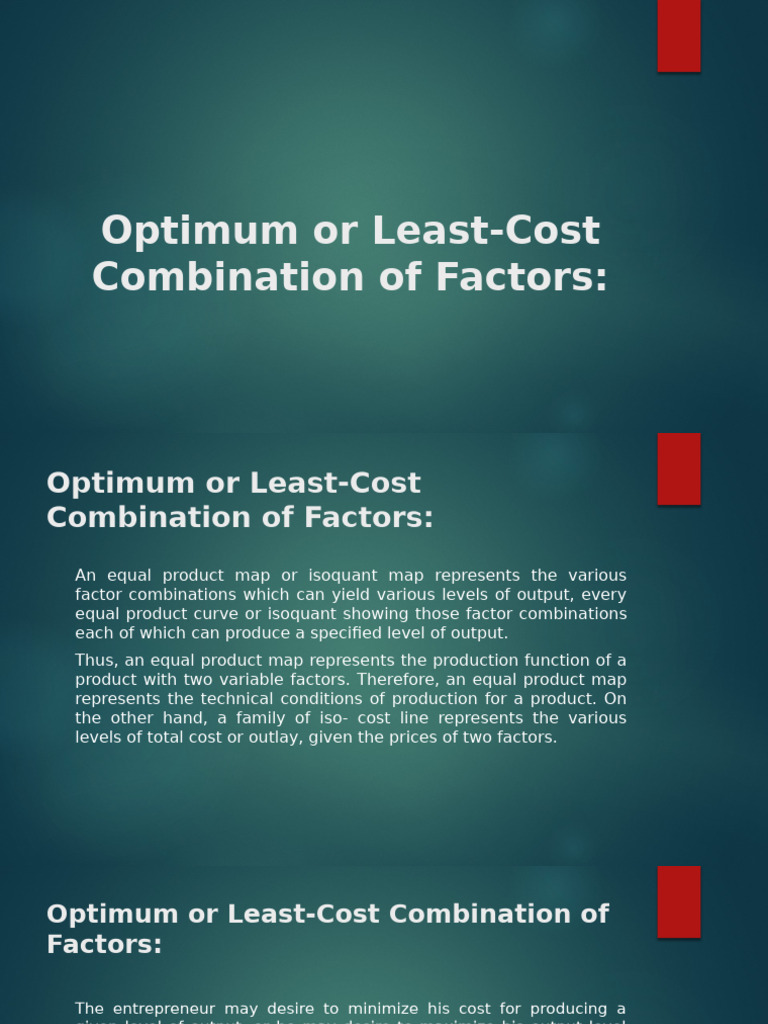 Optimum or Least-Cost Combination of Factors | PDF