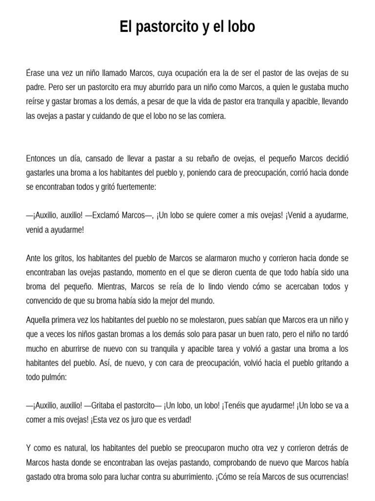 El pastorcito y el lobo | PDF