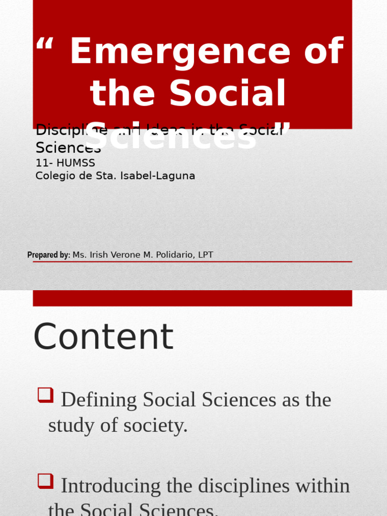 DISS - Lesson 2 Emergence of Social Sciences | PDF | Science | Social Sciences