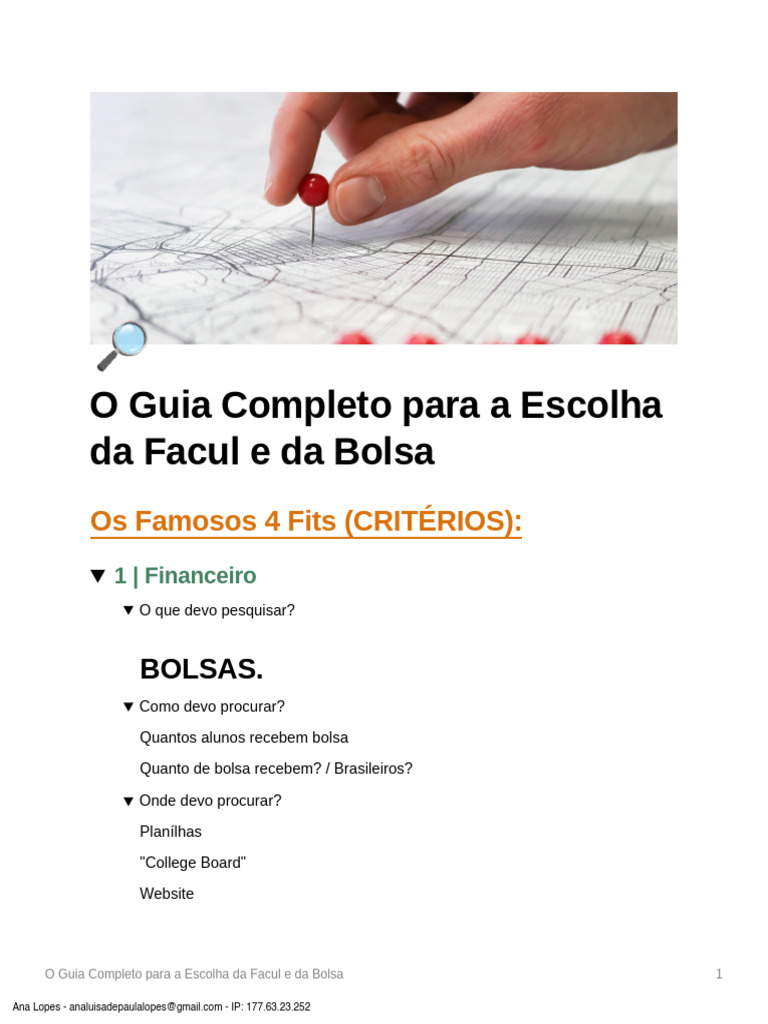O Guia Completo para A Escolha Da Facul e Da Bolsa | PDF