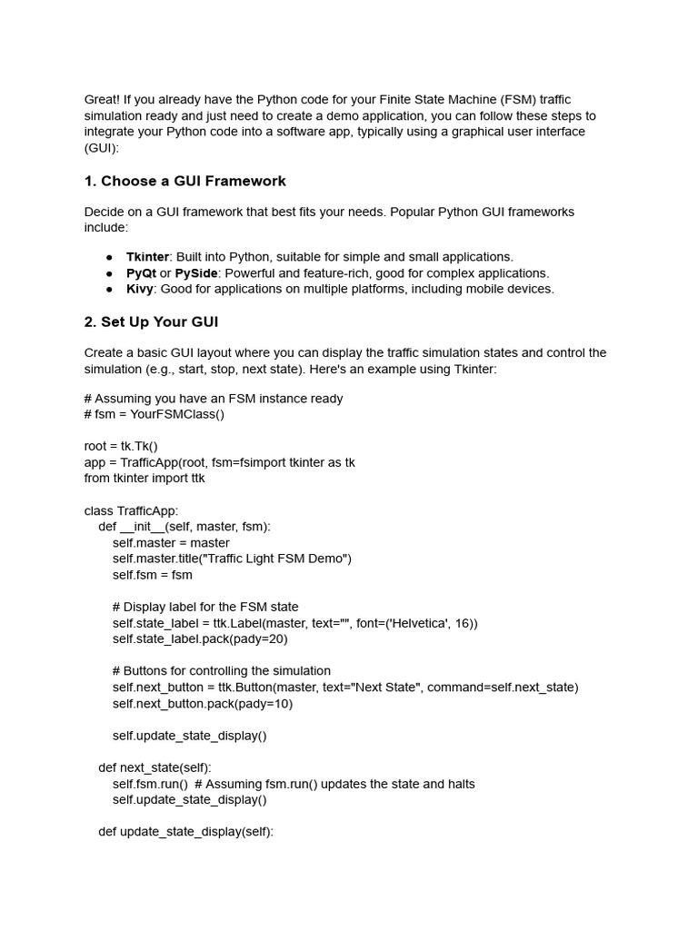 Traffic Light Controller Using FSM | PDF | Graphical User Interfaces | Python (Programming Language)