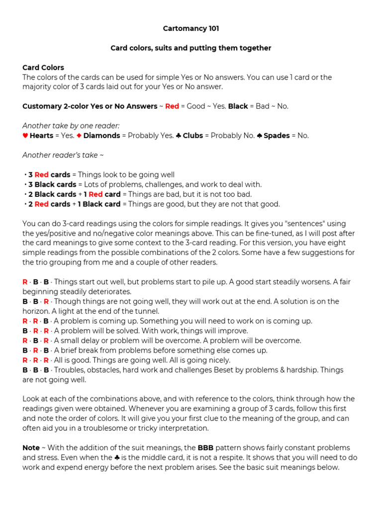 Cartomancy 101 All | PDF | Thought | Emotions