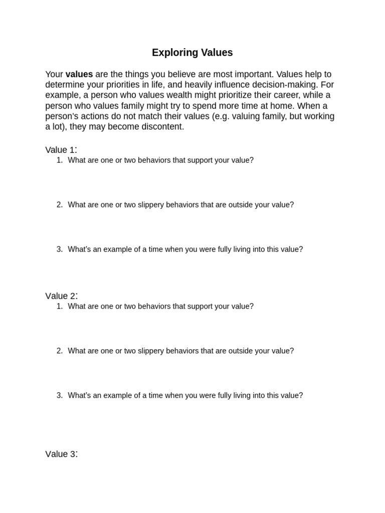 body image and values reflection | PDF