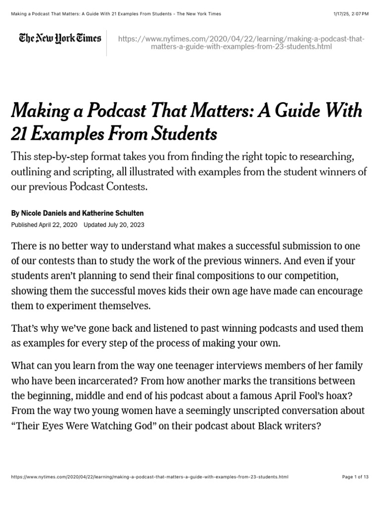 Podcast Creation Guide with Student Examples | PDF | Podcast