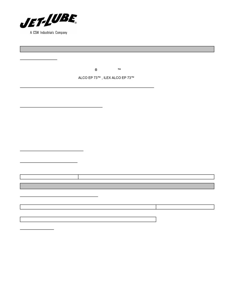 Jet-Lube ALCO EP 73 Safety Data Sheet | PDF | Dangerous Goods | Firefighter