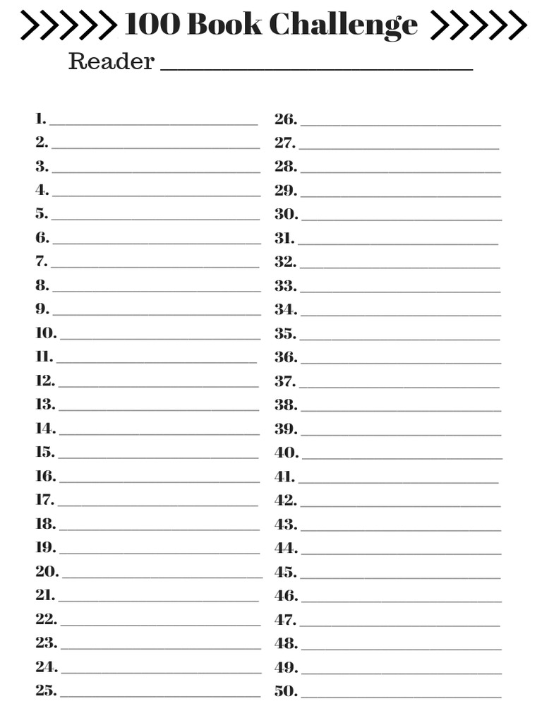 100 Book Challenge Tracker | PDF