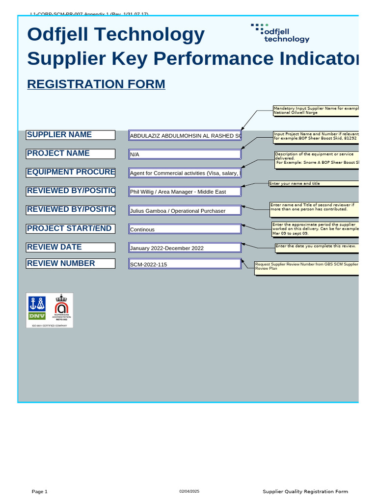 Supplier Evaluation Abdulaziz Abdulmohsin Al Rashed Sons Co WLL (Scm-2022-115) | PDF | Business