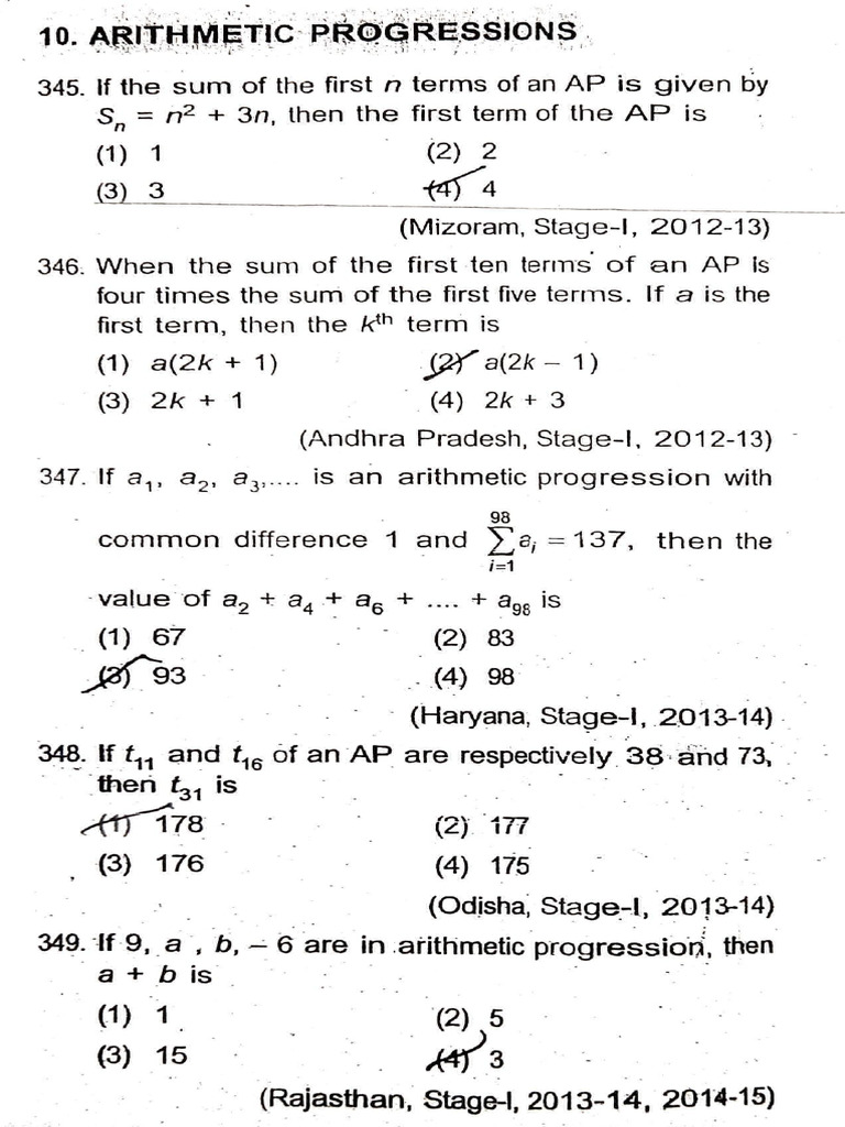 10. Arithmetic Progressions | PDF | Mean | Mathematics