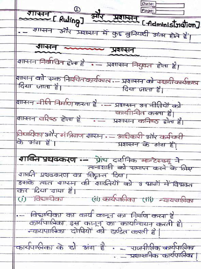 Indian Polity HandWritten Notes - Hindi | PDF