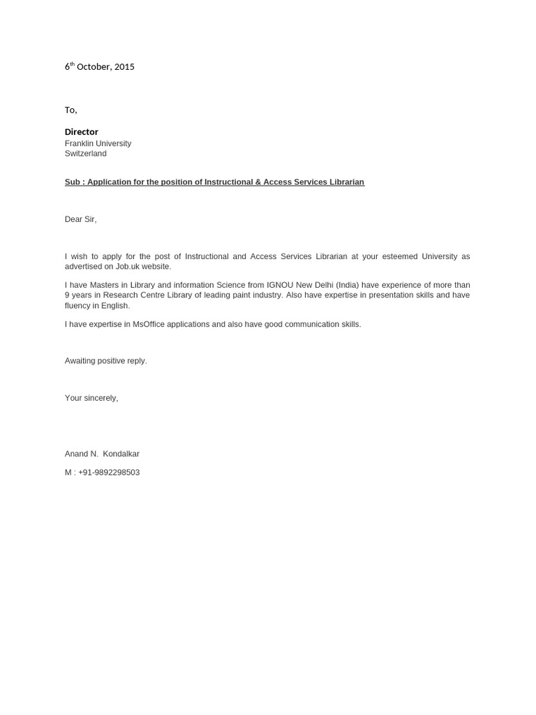 Application Letter | PDF