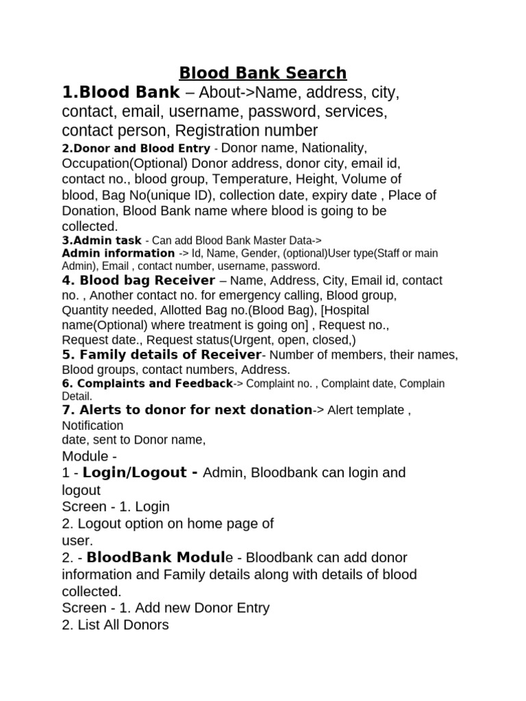 Blood Bank Project | PDF